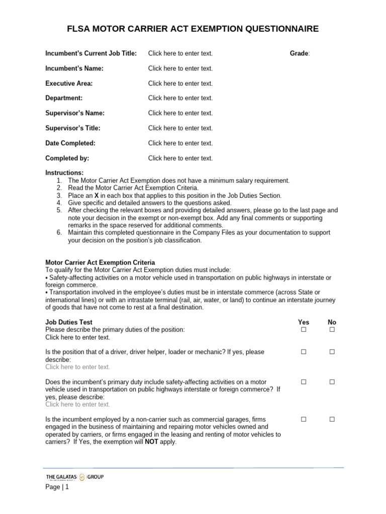 FLSA Motor Carrier Exemption Guide | PDF