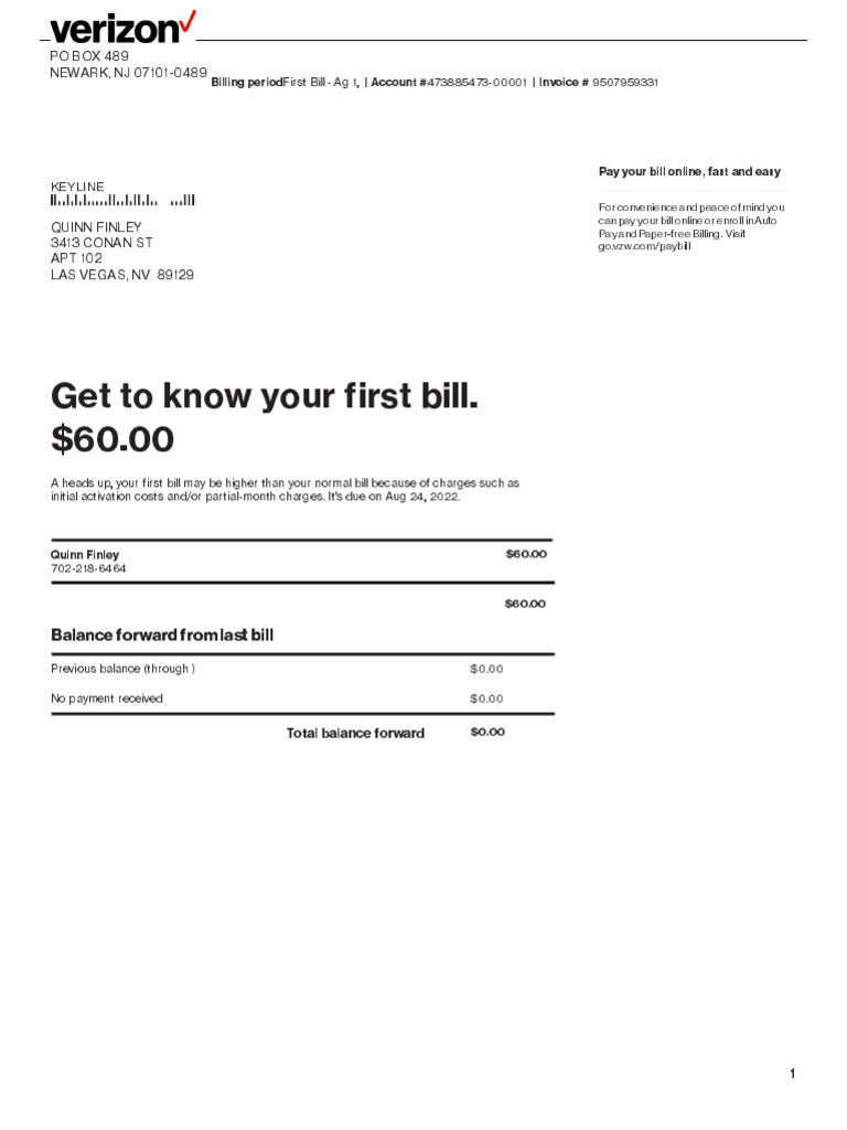 Understanding Your First Verizon Bill | PDF | Fee | Mobile App