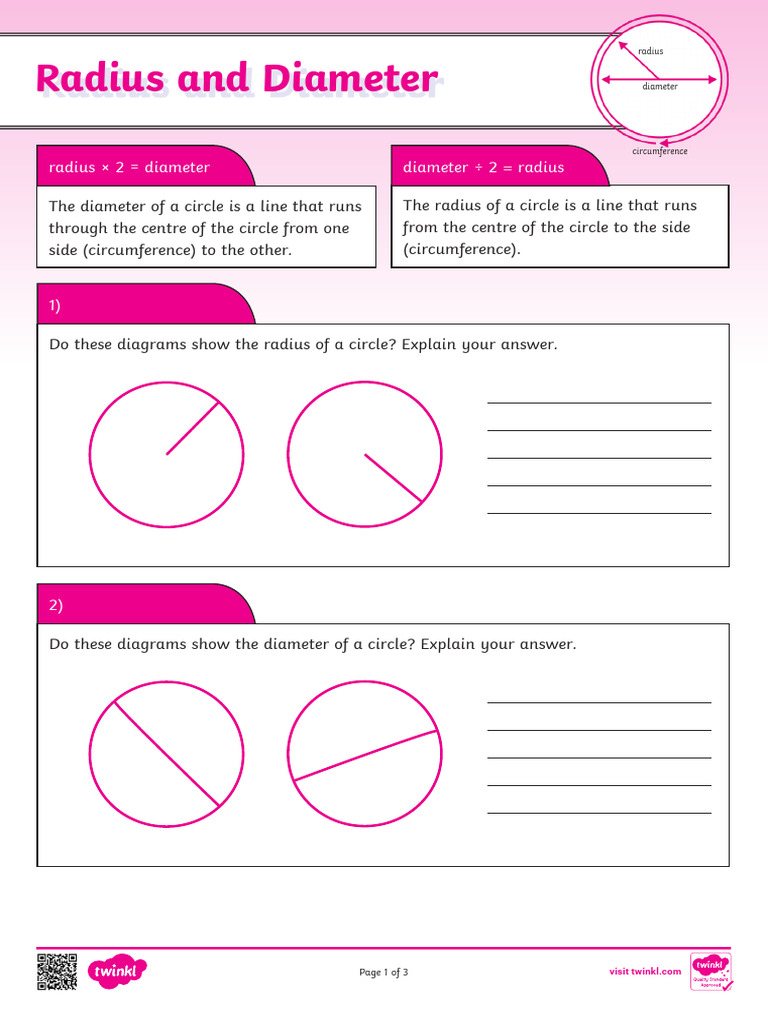 Radius and Diameter Activity Sheet Ver 3 | PDF | Euclidean Plane ...