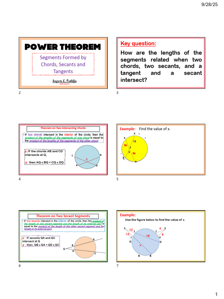q2 - w5 - Segment Formed by Chords Tangents Secants | PDF | Tangent ...