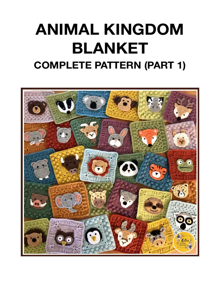 Animal Kingdom Blanket Crochet Patterns | PDF | Crochet | Appliqué