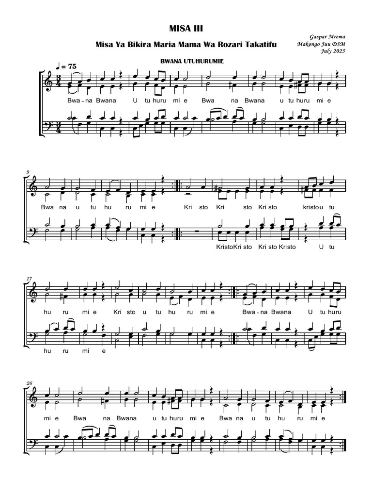 Misa III Misa Ya Bikira Maria Mama Wa Rozari Takatifu | PDF