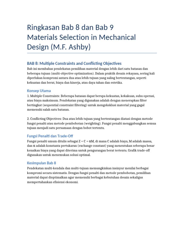 Ringkasan Bab8 Dan Bab9 Materials Selection | PDF