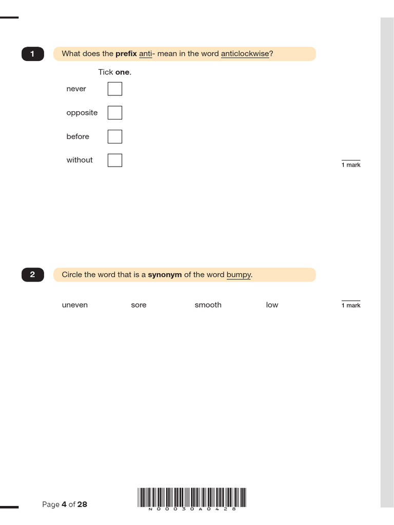 2025 KS2 English GPS Paper1 Questions (1) | PDF | Sentence (Linguistics) | Clause