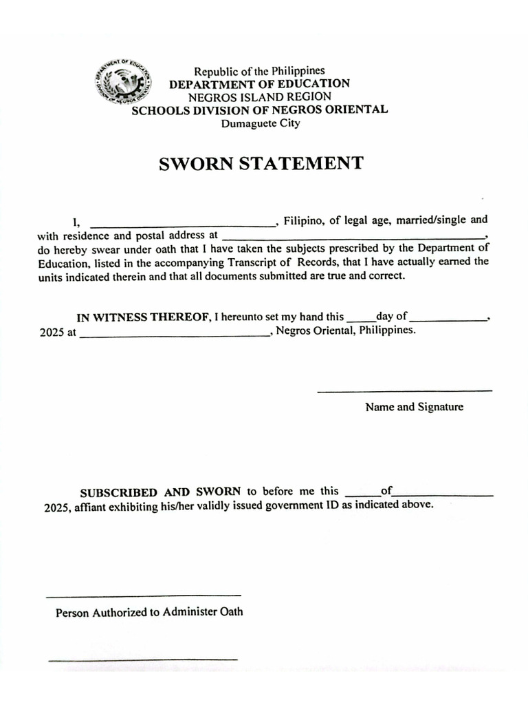 Sworn Statement | PDF