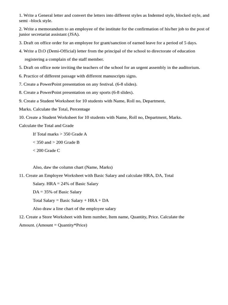 Practical List XII | PDF