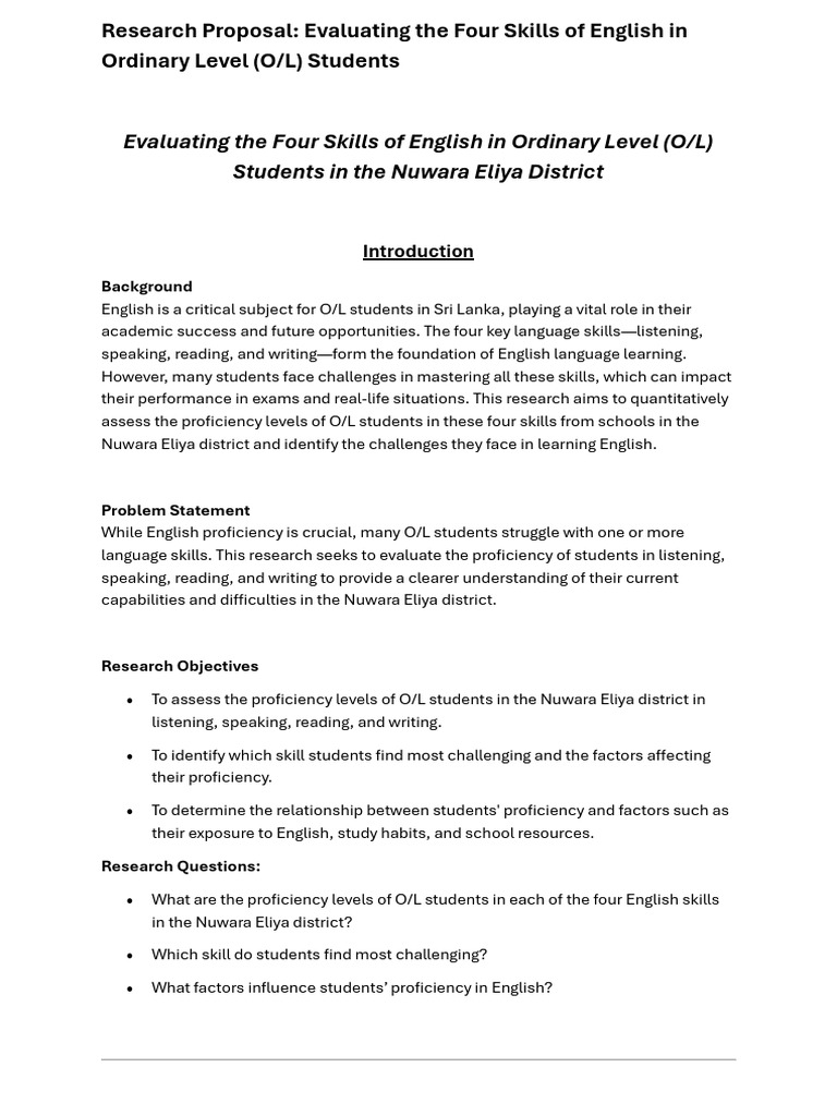 English Skills Assessment for O/L Students | PDF | Survey Methodology ...
