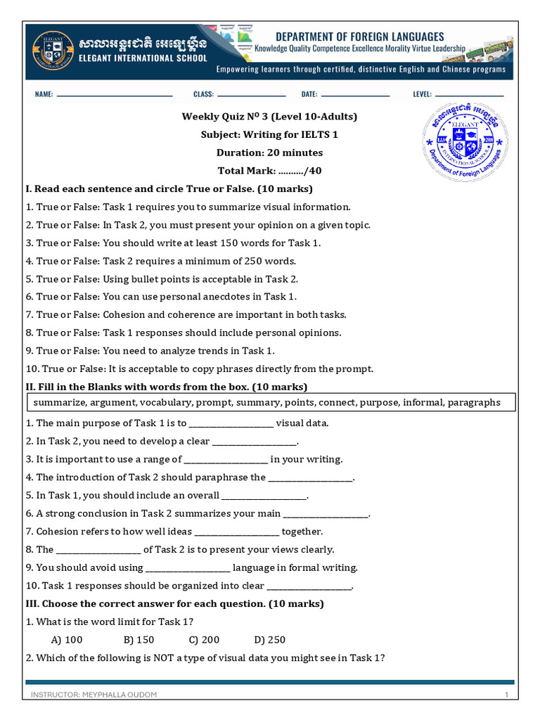Weekly Quiz 3 Lv10 Unit 1 | PDF | Essays | Human Communication