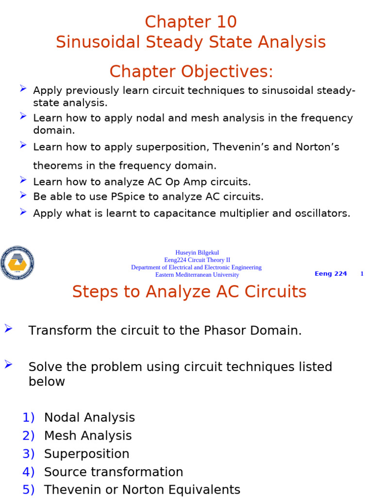Sinusoidal Steady-State Circuit Analysis | PDF | Electrical Network ...