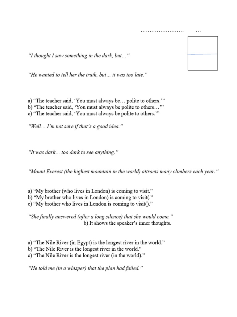 Ellipsis & Brackets Homework 20 - 10 | PDF | Ellipsis | Orthography