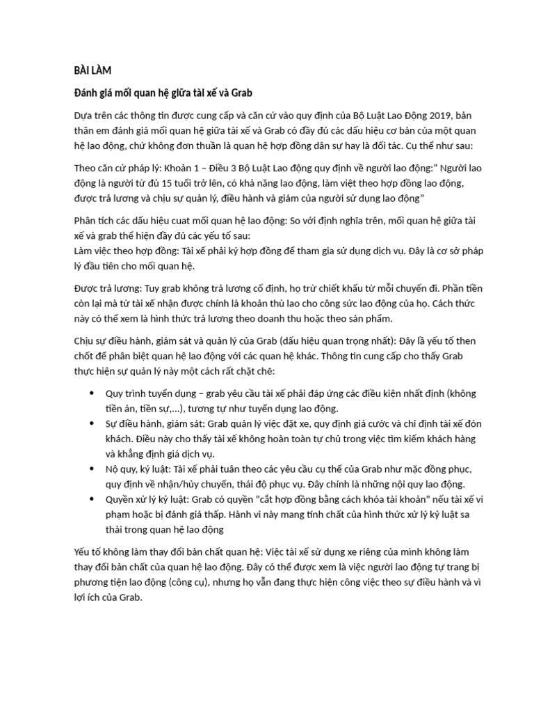 Bài Tập Luật Lao Động | PDF