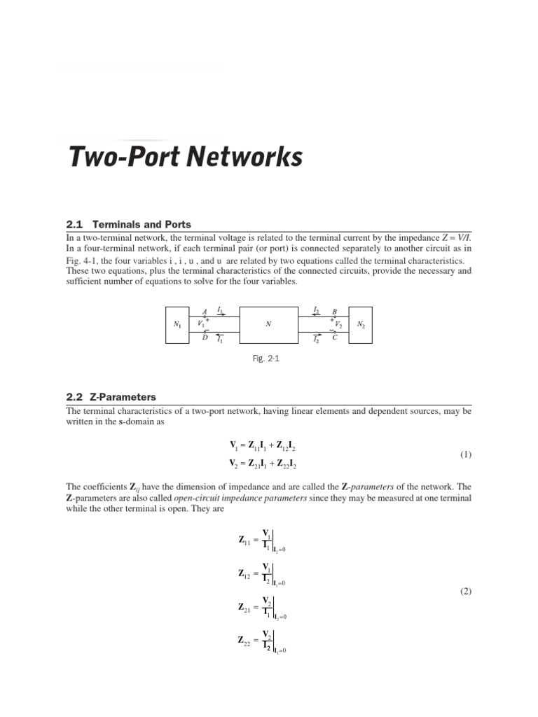 Understanding Two-Port Network Parameters | PDF | Electrical Network ...