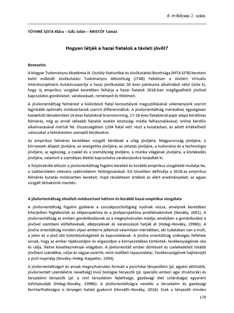 Hogyan Látják A Hazai Fiatalok A Távlati Jövőt 14old 2018 | PDF