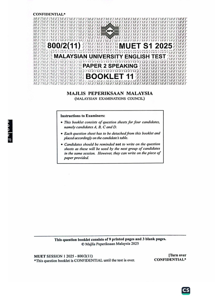 Booklet 11 S1 2025 | PDF