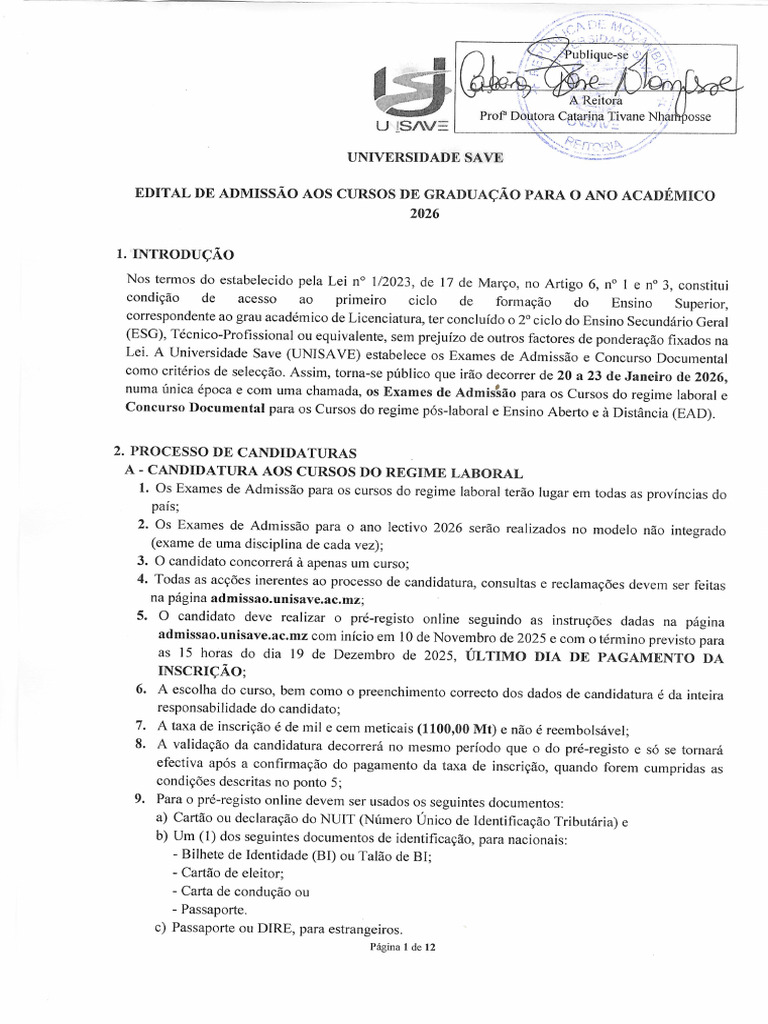 EDITAL 2026 UniSave Oficial | PDF