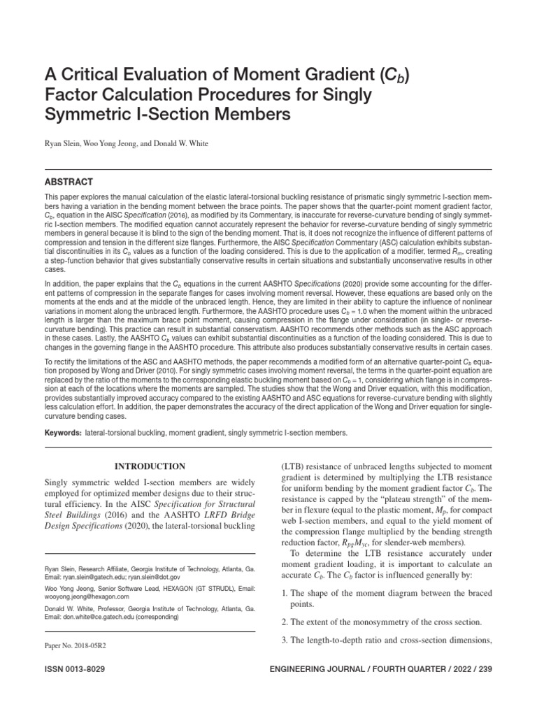 Evaluating Cb Factor for I-Sections | PDF | Buckling | Bending