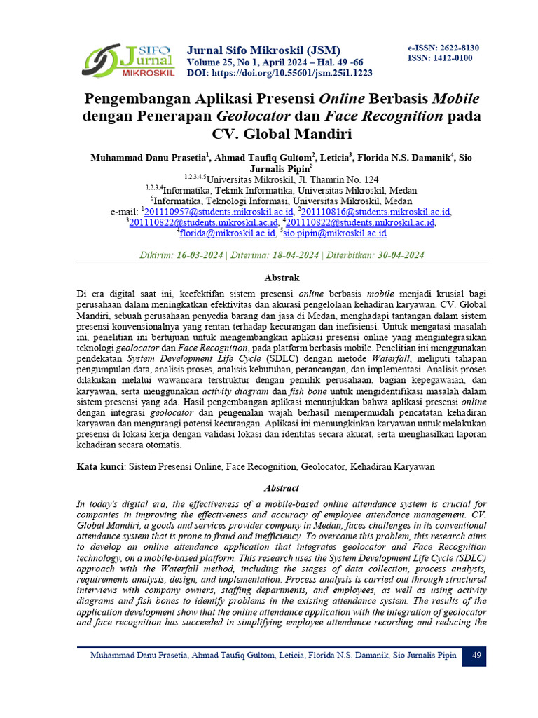Pengembangan Aplikasi Presensi Online Berbasis Mobile Dengan Penerapan ...