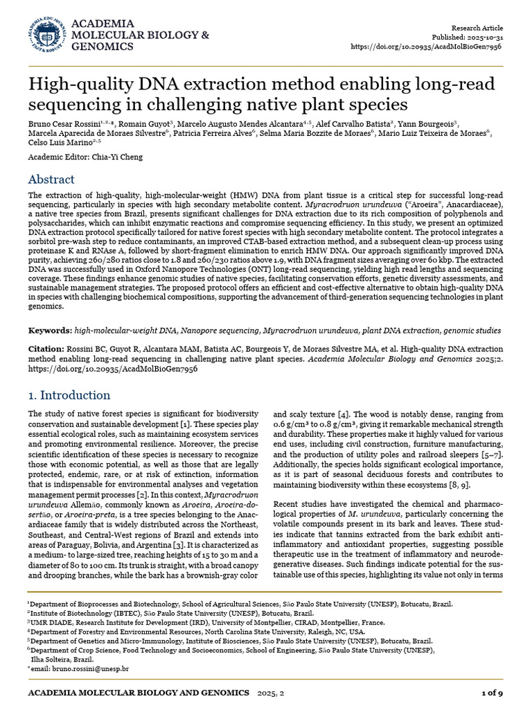 Optimized DNA Extraction for Long-Read Sequencing | PDF | Dna ...