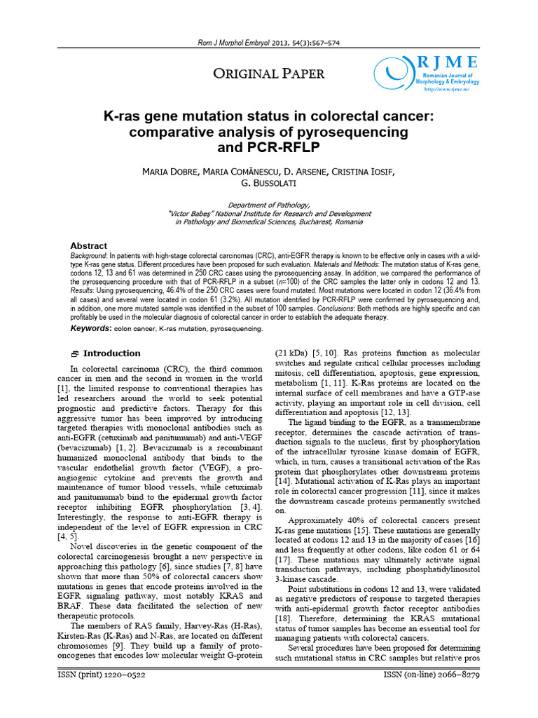 K_ras_gene_mutation_status_in_colorectal Cancer Comparative Analysis of Pyrosequencing and PCR ...