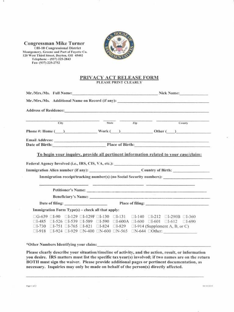 PRIVACY Act Release Form - Copie | PDF