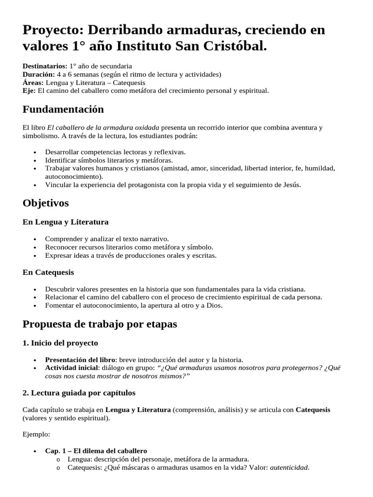 Proyecto El Caballero de La Armadura Oxidada | PDF | Metáfora