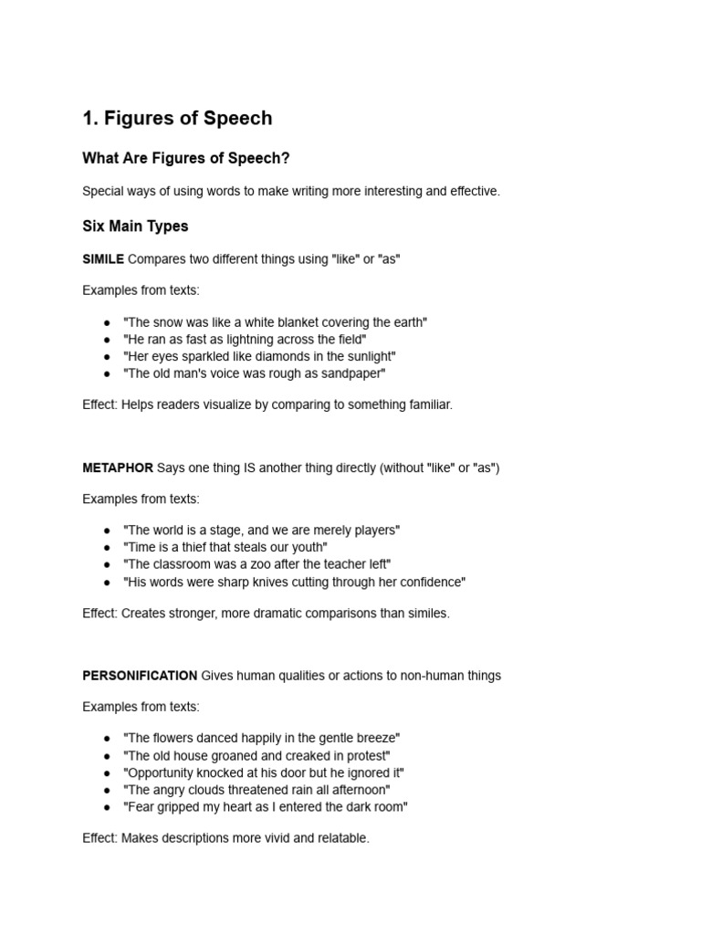 Understanding Figures of Speech and Writing Techniques | PDF | Mental ...