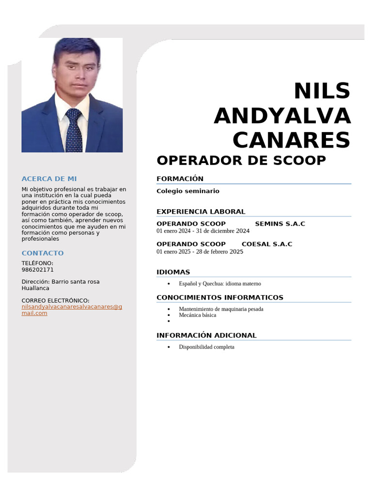 Operador de Scoop: Nils Andyalva Cañares | PDF