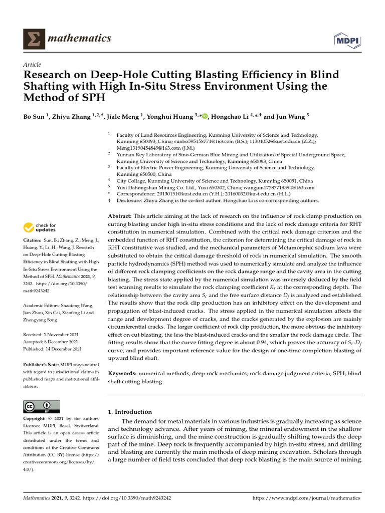 Paper - Research On Deep-Hole Cutting Blasting Efficiency in Blind ...