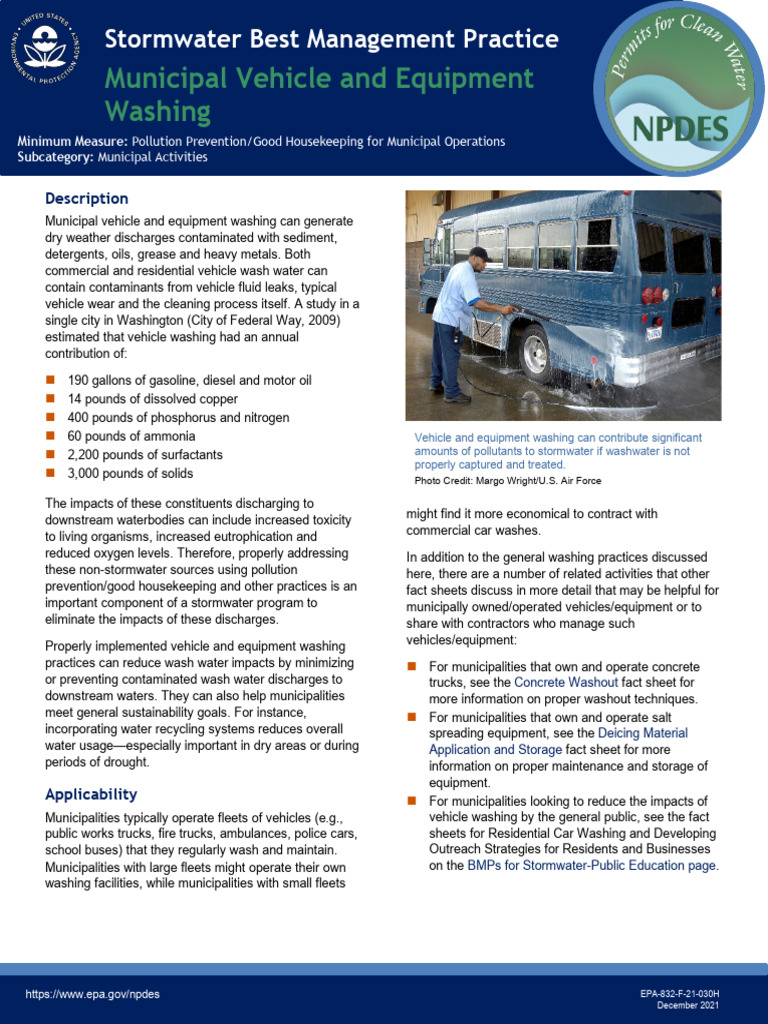 BMP Municipal Vehicle and Equipment Washing | PDF | Storm Drain ...