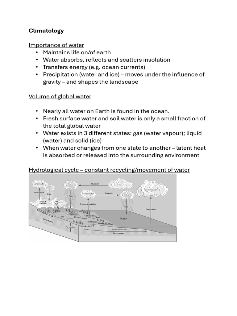 Climatology Study Notes | PDF | Humidity | Water Vapor
