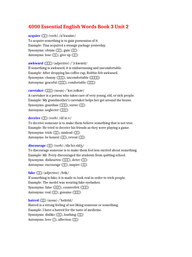 4000 Essential English Words Book3 Unit2 | PDF | Cereals
