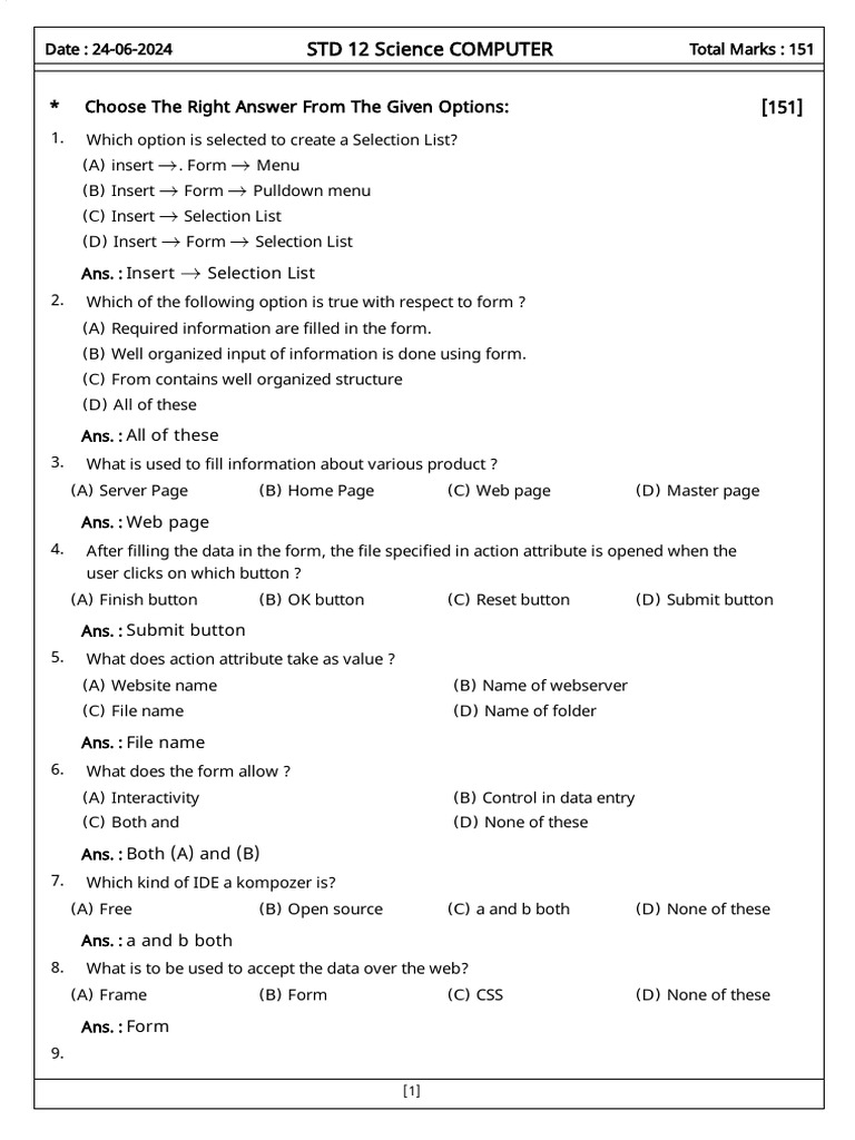 12 Sci Homework 24 - Solution | PDF | Html | Web Development