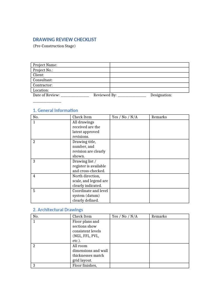 Architectural Drawing Review Checklist | PDF | Building Technology ...