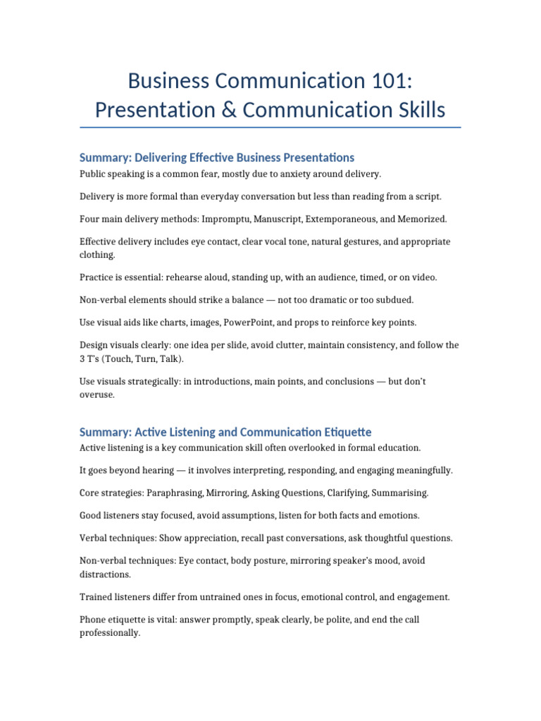 Business Communication Summary | PDF