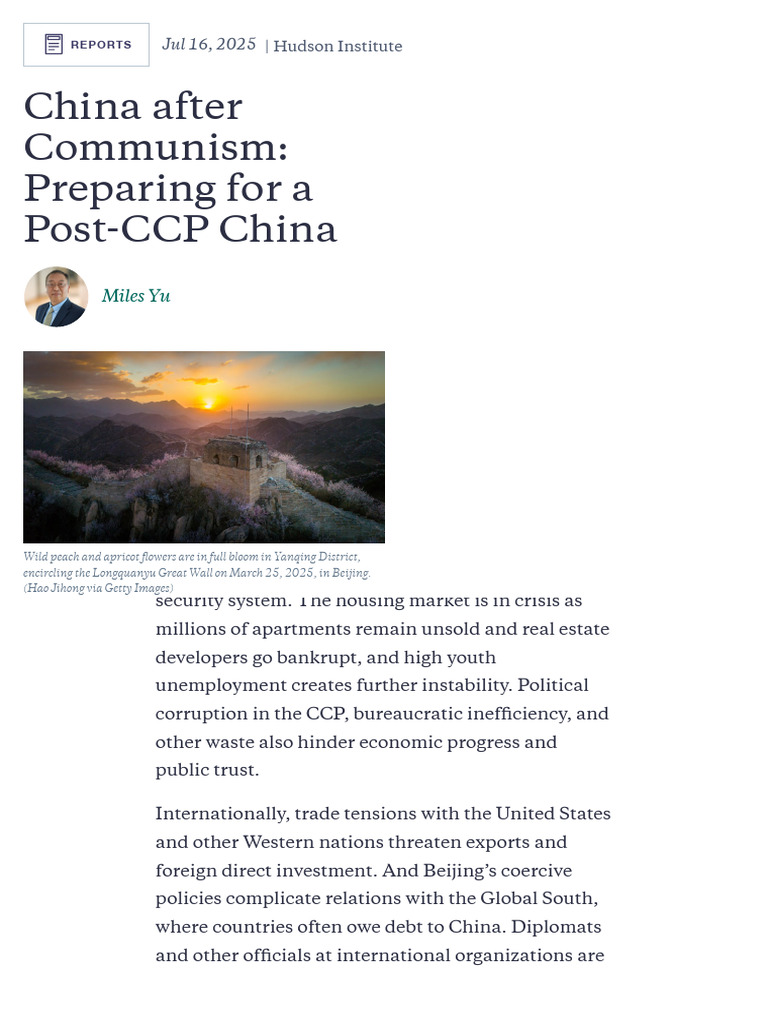 China After Communism: Preparing For A Post-CCP China - Hudson ...