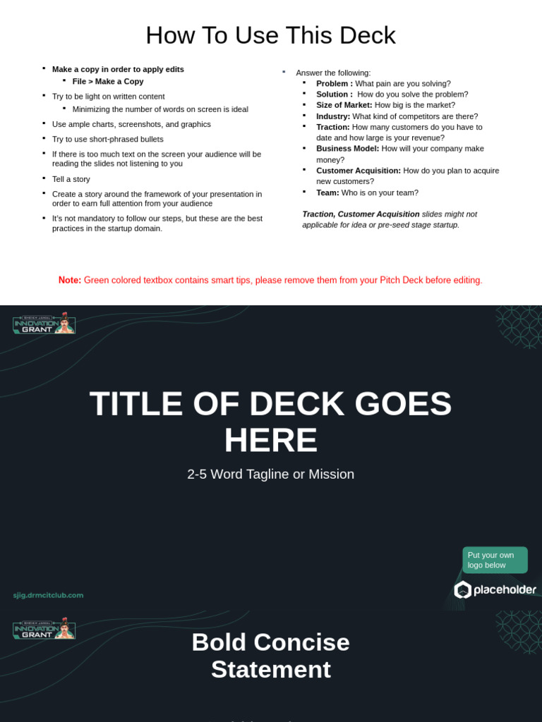 SJIG24 Pitch Deck Sample | PDF | Computing