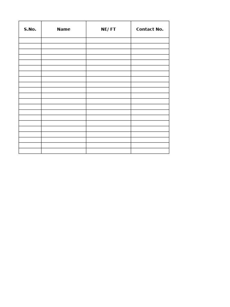 Template For NE - FT Details | PDF