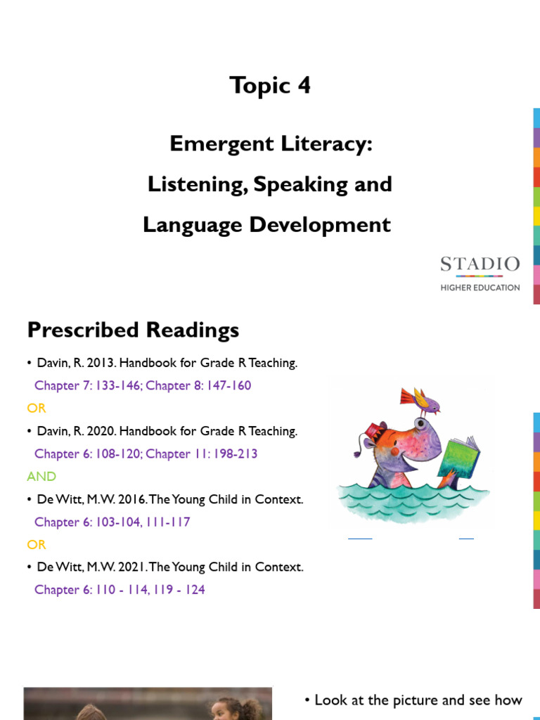 Topic 4 Emergent Literacy (Listening, Speaking and Language Development ...