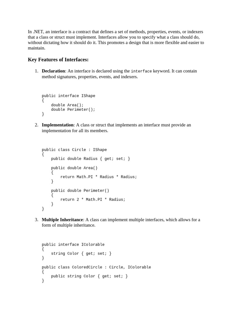 Understanding .NET Interfaces in C# | PDF | Class (Computer Programming ...