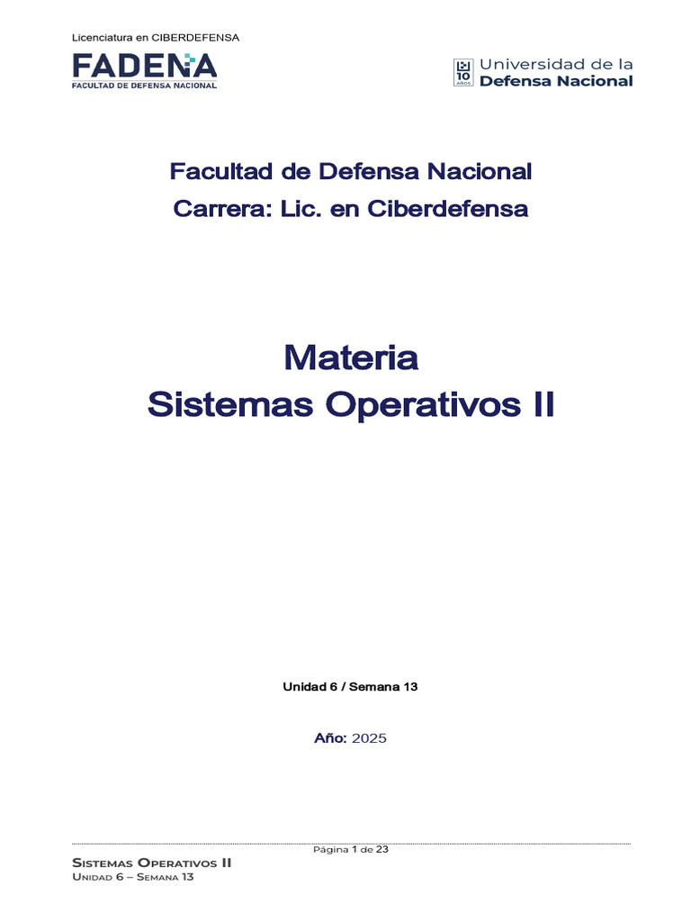 FADENA - SO2 - Unidad 6 - Semana 13 - 2025 | PDF | Cortafuegos (informática) | Servidor proxy