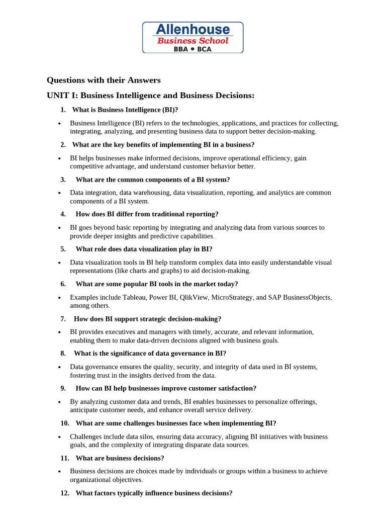 Business Intelligence and Decision-Making Insights | PDF | Data ...