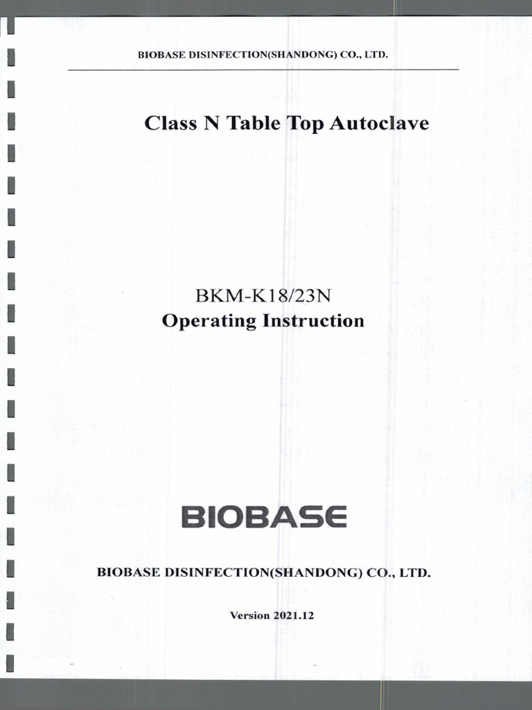 Manual Autoclave BKM-K18&23N Biobase | PDF