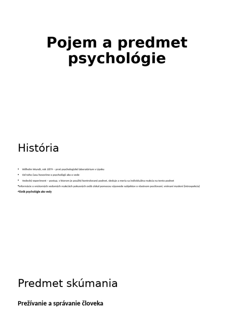 Pojem A Predmet Psychológie | PDF