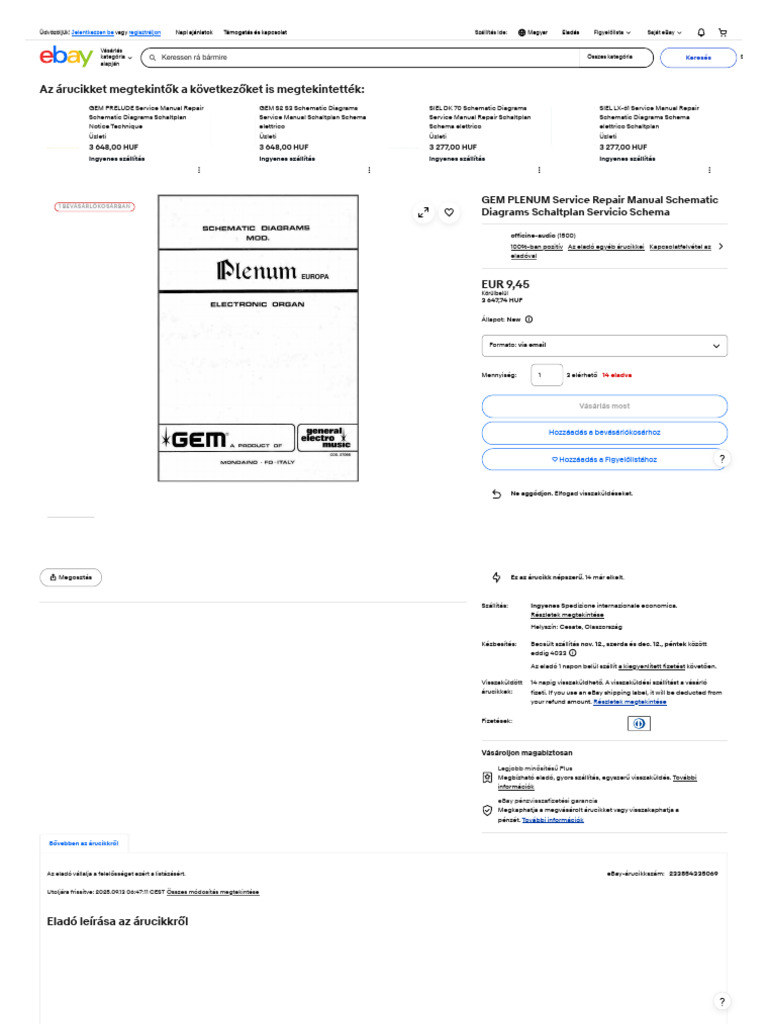GEM PLENUM Service Repair Manual Schematic Diagrams Schaltplan Servicio ...
