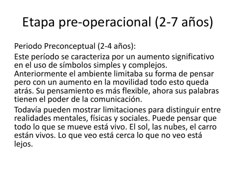 Estadio Pre-Operacional (2-7 Años) Etapa Preconceptual | PDF