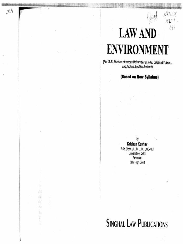 LB 603 Environmental Law 2018 Reprint Imp | PDF