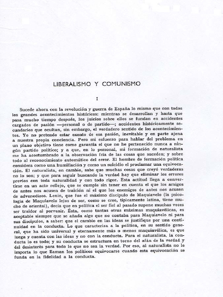 Gregorio Maranon Liberalismo y Comunismo | PDF