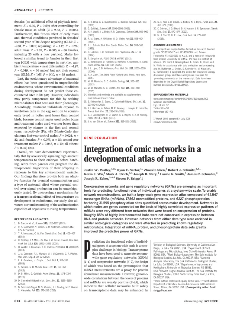 (2016) Walley Et Al - Science - Maize Network | PDF | Gene Expression ...