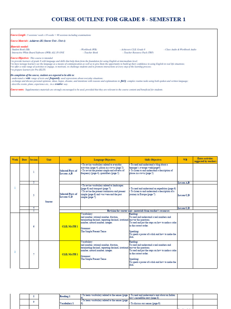 Course Outlines Semester 1 | PDF | Numbers | Circulatory System