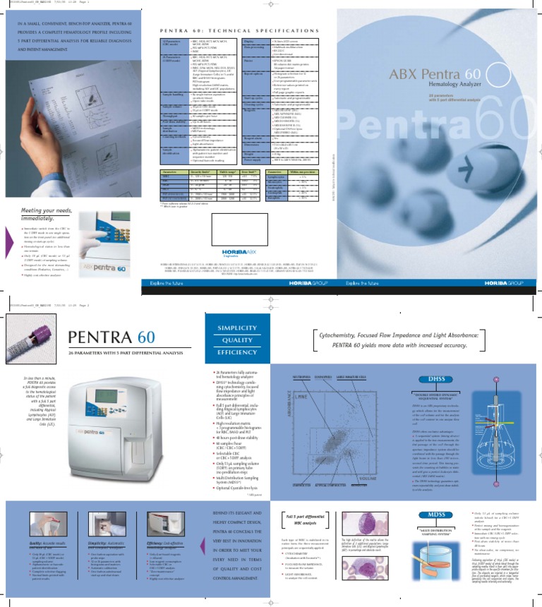 Pentra 60 OT Horiba Hematology Analyzer | Medicine | Blood